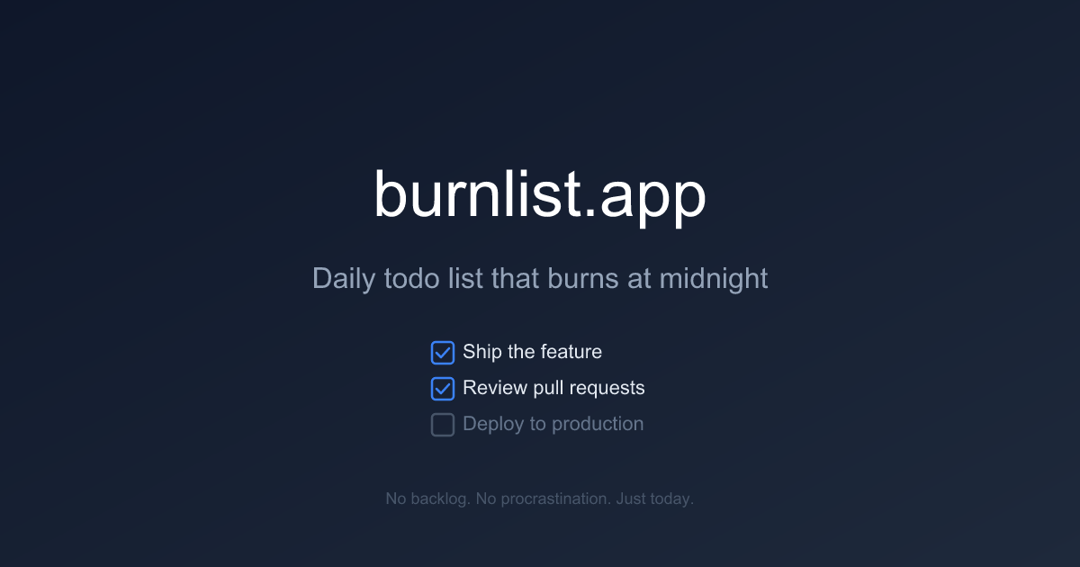 burnlist.app — Daily todo list that burns at midnight